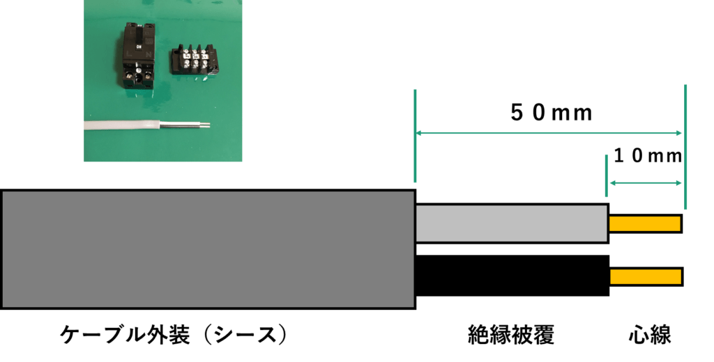 ケーブル被覆の剥ぎ取り寸法とリングスリーブ刻印表│電気の神髄
